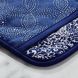 Tommy Bahama Island Tile Oven Pot Holder 2-Pack Set, Navy Blue, 7"x10"