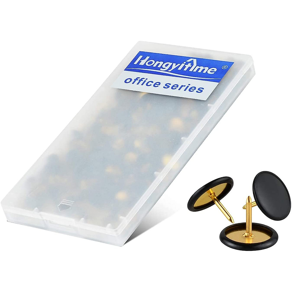 HongyiTime 400 PCS Push Pins,Thumb Tacks, Wall Tacks, Tacks, Push Pin,Thumbtack, Flat Push Pins, Thumbtacks Flat, Push Pins for Cork Board, Push Pins for Wall, Board Pins,Tacks and Push Pins (Black)