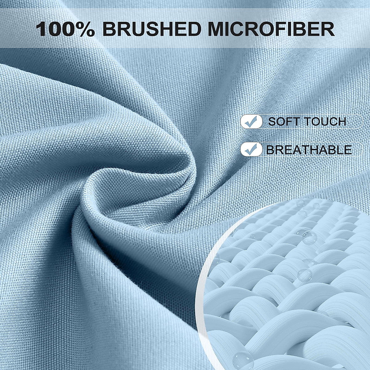 FreshCulture Full Fitted Sheet Only - Hotel Quality Fitted Sheet Full Size - Ultra Soft & Breathable - Brushed Microfiber - Deep Pocket - Cooling Fitted Sheets for Full Size Bed (Light Blue)