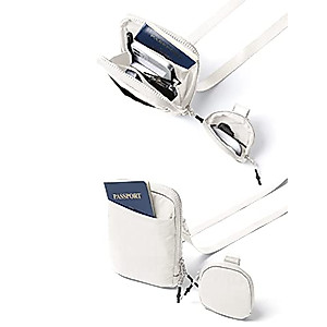 ODODOS Unisex Crossbody Bag with Removable Small Pouch Adjustable Belt Bag for Cell Phone Travel Workout Running Hiking, White