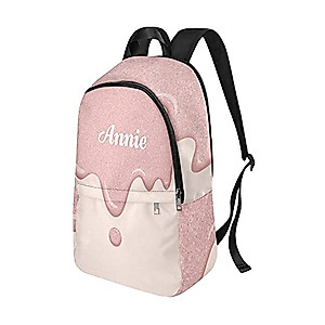 SunFancy Rose Pink Glitter Flow Drop Personalized Casual Backpack Unisex Travel Daypack for Teen Adult Boys Girls