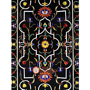 Marble Dining Side Table Top Marquetry Inlaid Gemstone Home Garden