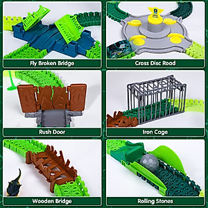 236 PCS Dinosaur Toys Race Track, Create a Dinosaur World Road,Flexible 360° Train Tracks Playset with Turntable Playset, Christmas Birthday Gifts for 3 4 5 6 7 Years Old Boys Girls Kids