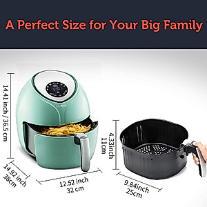 Ultrean Air Fryer 6 Quart, Large Family Size Electric Hot Airfryer XL Oven Oilless Cooker with 7 Presets, LCD Digital Touch Screen and Nonstick Detachable Basket,UL Certified,1700W (Blue)