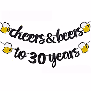 Morndew 2 Set Cheers Beers to 30 Years Banner for 30th Birthday Party Sign Backdrops Wedding Anniversary Celebration Party Retirement Party Decorations