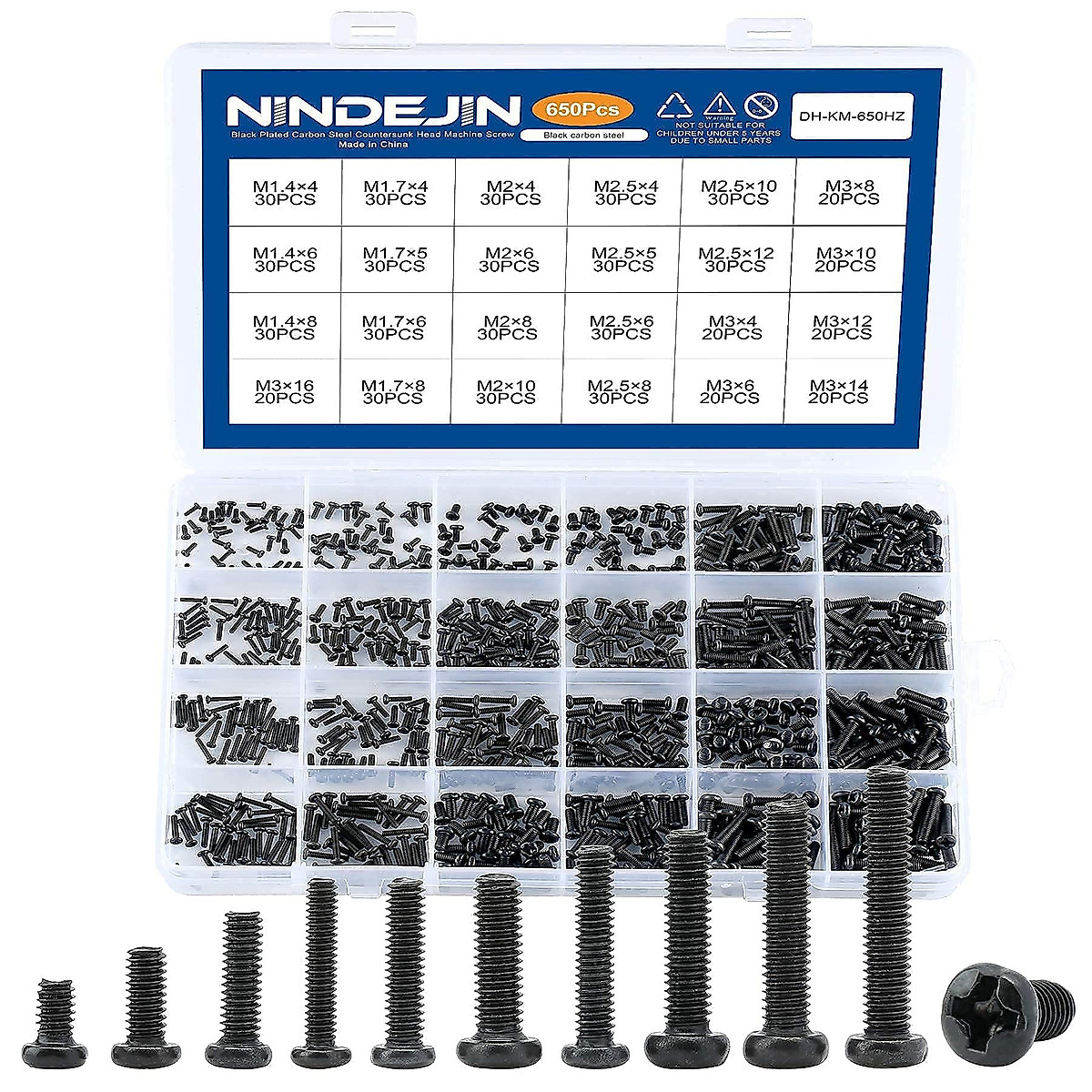 NINDEJIN Computer Laptop Notebook Screws Kit Phillips Flat + Round Pan Head Miniature Screws Set for Toshiba Gateway Samsung HP IBM Dell Sony Acer Asus SSD Hard Disk SATA