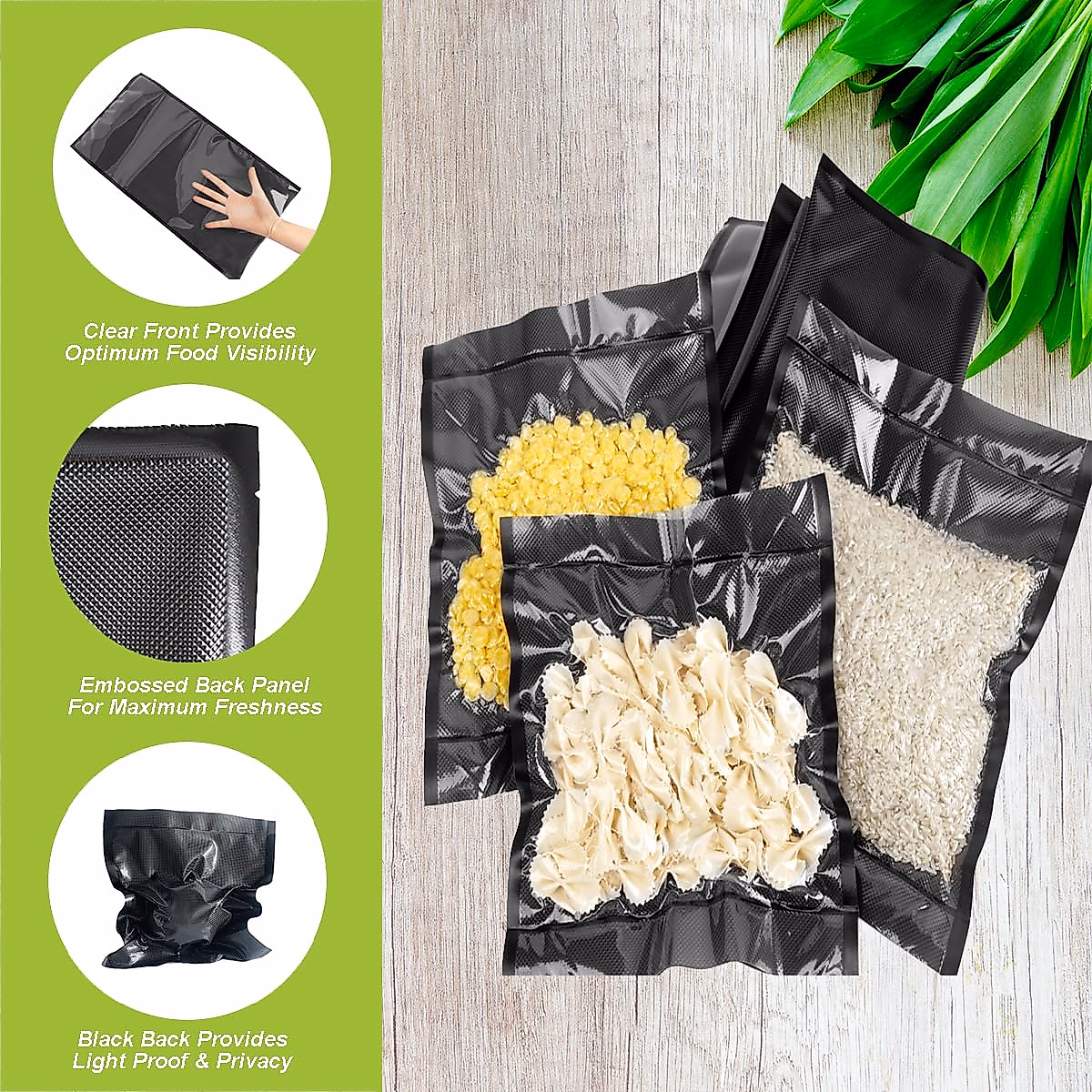 EDYCARX 11" x 19.5' Vacuum Seal Bags Black and Clear, Vacuum Sealer Bags for Food Storage, Heavy Duty Commercial Grade 5 Mil Vacuum Bags, 2 Rolls