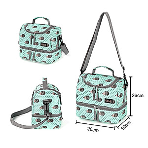 Tilami Rolling Backpack 18 inch Double Handle with Lunch Bag Wheeled Kids Backpack for Girls and Boys, Hedgehog Green
