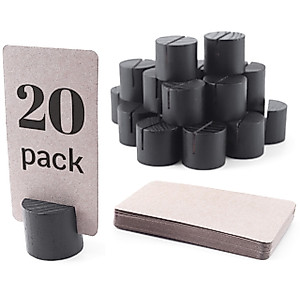 20 Pack Mini Wood Table Number Holders - Place Card Holders, Dinner Table Card Holders, Name Card Holders for Tables, Wooden Picture and Sign Holder (Black)