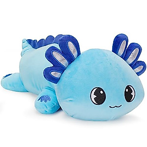 Officygnet Axolotl Plush, 13" Soft Stuffed Animal Plush Toy, Cute Axolotl Plush Pillow, Kawaii Plushies Dolls for Kids, Blue Axolotl Gift for Girls Boys