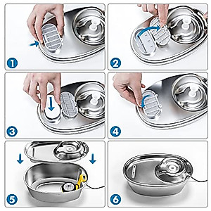 Cat Fountains by WOPET, Replacement Filters for F10 Pet Water Fountain, 4pcs Stainless Steel Cat Water Fountain Filters with 4PCS Filter Sponges