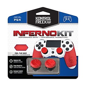 KontrolFreek FPS Freek Inferno Performance Kit for PlayStation 4 Controller (PS4) | Includes Performance Thumbsticks and Performance Grips | Red