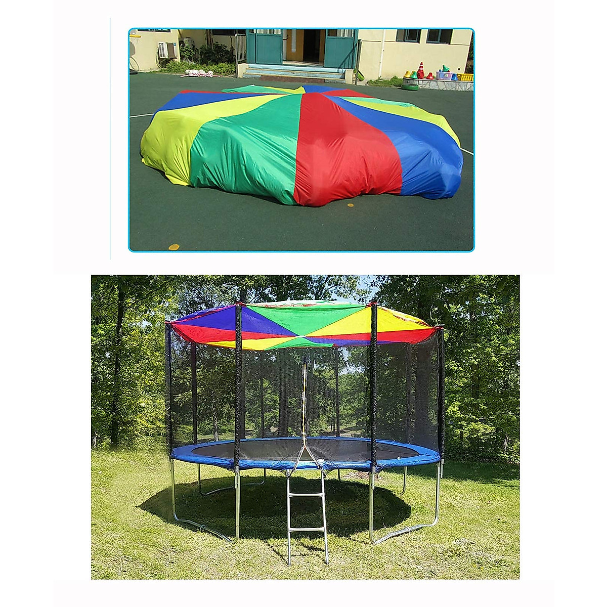 AMYESE 12ft Kids Team Game Rainbow Parachute, Outdoor Party Group Cooperative Games, Family Get-Together Entertainment