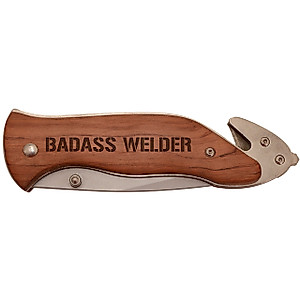 Personalized Gifts for Welder Badass Welder Laser Engraved Stainless Steel Folding Survival Knife