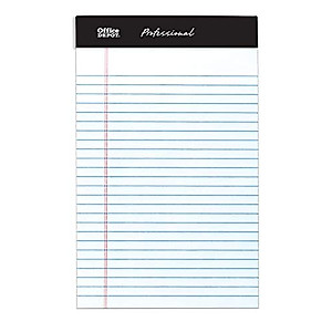 Office Depot® Brand Professional Perforated Pads, 5" x 8", Narrow Ruled, 50 Sheets Per Pad, White, Pack Of 8 Pads