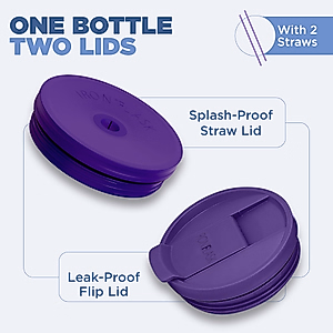 IRON °FLASK Co-Pilot Insulated Mug w/Straw & Flip Cap Lids - Cup Holder Bottle for Hot, Cold Drink - Leak-Proof- Water, Coffee Portable Travel Tumbler - Lavender, 40 Oz