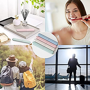 LOVEWEE 2 Pcs Travel Toothbrush Case Box Plastic Portable Toothbrush Holder for Travel, Business, Home, Camping, School (Yellow)