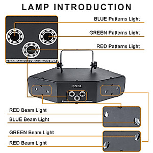 Party Lights, Strobe Stage Light, RGB Disco Lights with Sound Activated & DMX512 Control, Portable DJ Light for Party Bar Christmas Birthday Wedding...