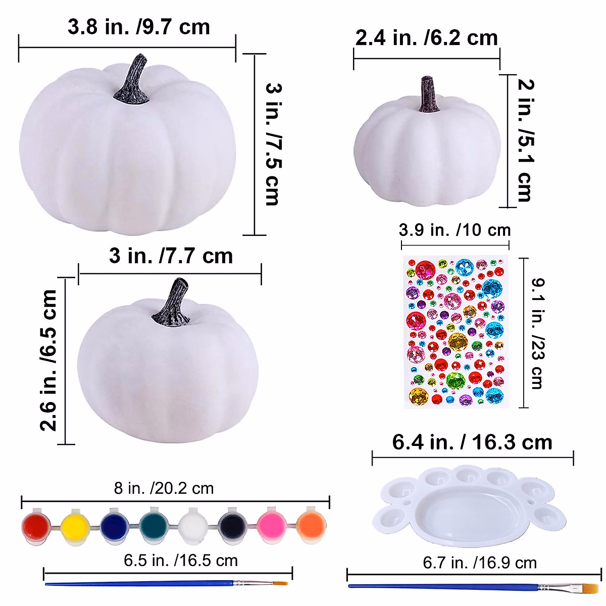 Winlyn 12 Sets DIY Fall Pumpkin Painting Kits Assorted White Foam Pumpkins Craft Pumpkins to Paint for Kids Classroom Activity Art Projects Halloween Thanksgiving Fall Gifts Party Favors Holiday Décor