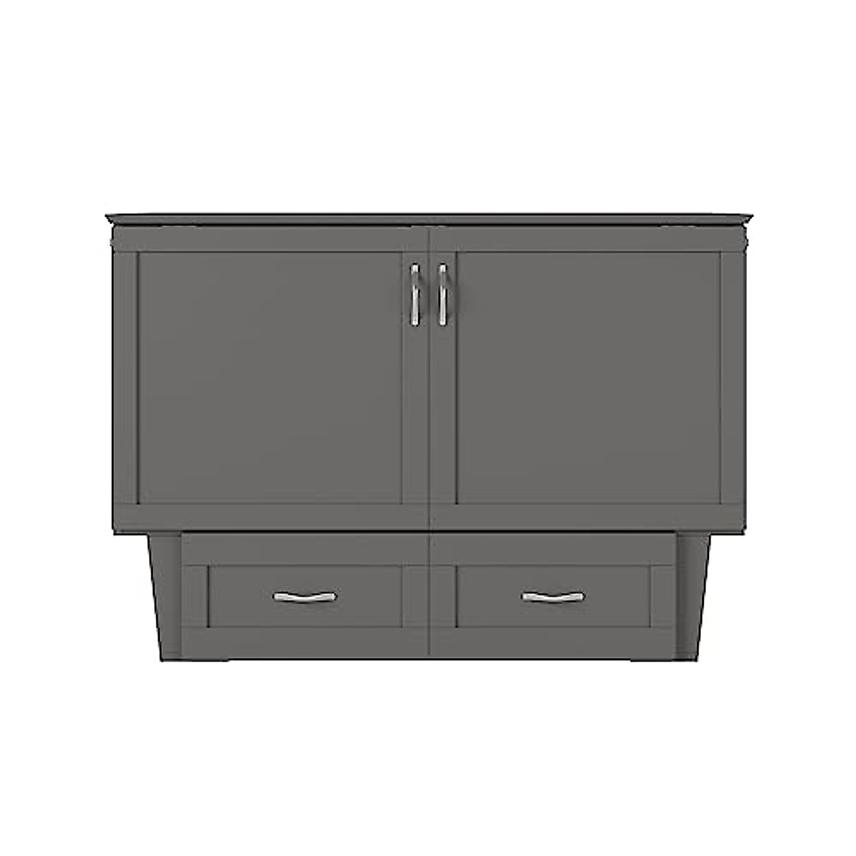 AFI Monroe Full Size Murphy Bed Chest with Mattress, Storage, & Built-in Charger in Grey