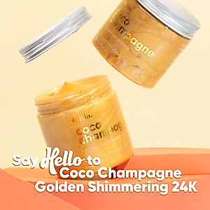Coco Champagne Shimmer 24K Gold Body Glitter - Organic Shimmer Non-Greasy Hydro Gel with Glitter. Shine & Glow. 6.75 Fl Oz.
