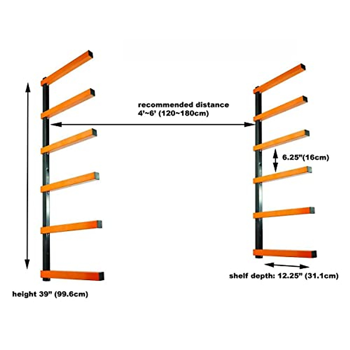 KASTFORCE KF1006 Lumber Storage Rack 6-Level System 110 lbs (50kg) per Level with Durable Sheet Metal Screws, Wood Rack, Workshop Rack