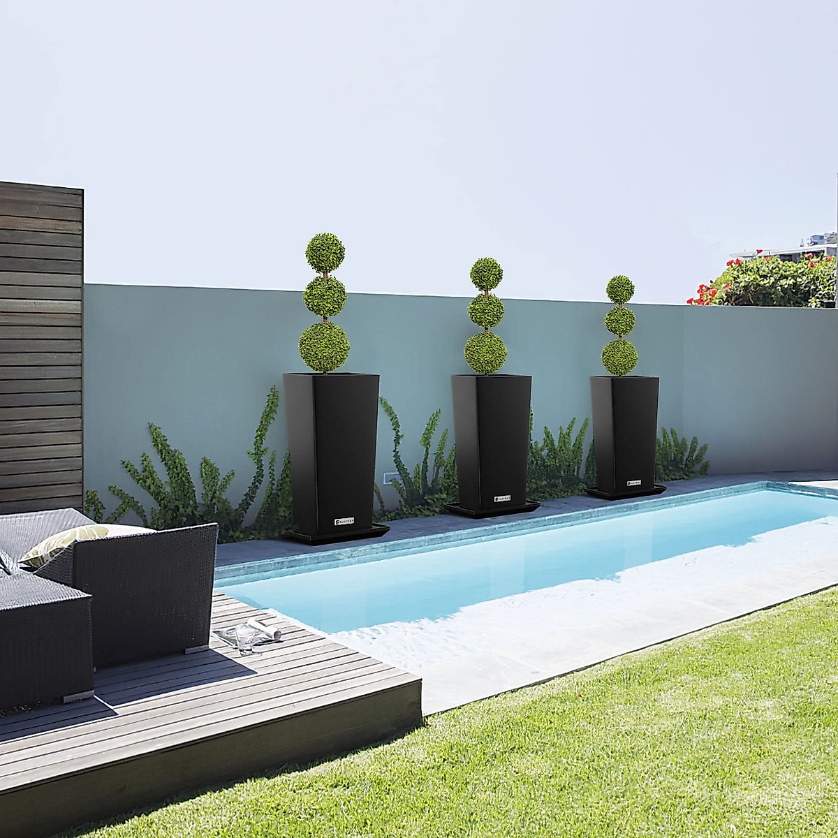 Elevens 28" Outdoor Planter Larger Flower Pots Indoor Modern Tapered Square Outdoor Planter Indoor and Outdoor Flower Pots for Front Door, Patio and Deck（2 Packs）