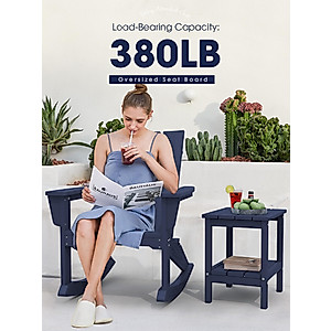 KINGYES Modern Rocking Adirondack Chair, Outdoor Rocking Chair for Patio, Garden, Backyard- Blue