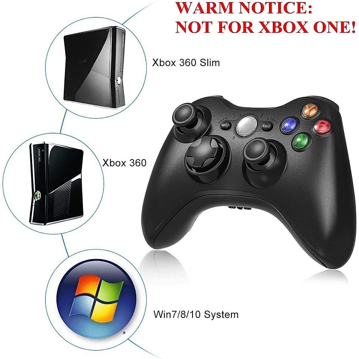 Etpark Wireless Controller for Xbox 360, Xbox 360 Joystick Wireless Game Controller for Xbox 360 & Slim Console and PC Windows XP/7/8/10(Black)