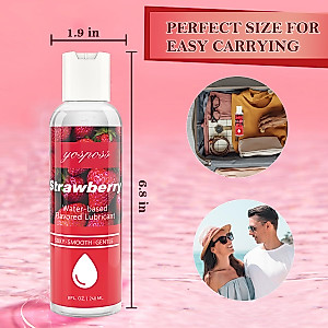 YOSPOSS Strawberry Flavored Water-Based Lubricant 8 Fl Oz, Silky Smooth Personal Lube for Women, Men and Couples, Sugar-Free, Non-Staining