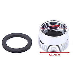 2pcs Metal Faucet Adaptor, TOOLSTAR Tap Aerator Connector Brass Thread Solid Metal Kitchen Tap Connector (18mm Female - 22mm Male)