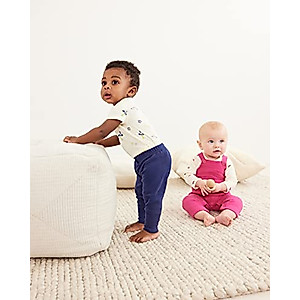 Moon and Back by Hanna Andersson Unisex Babies' Long-Sleeve Side Snap Bodysuit, Pack of 3, Turquoise Blue/White, 0-3 Months