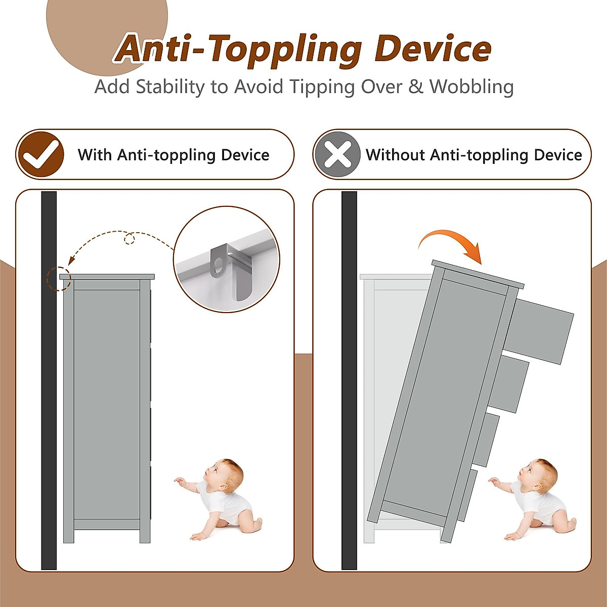 MUPATER Small Storage Cabinet Organizer with 4 Drawers and 1 Cupboard, Freestanding Compact Floor Towel Cabinet for Bathroom and Entryway, White