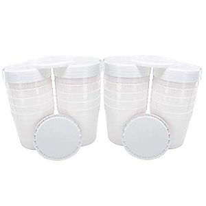Poly Farm 2.5 Gallon Semi-transparent Ice Cream Tub with Lid (White Lid, 20)