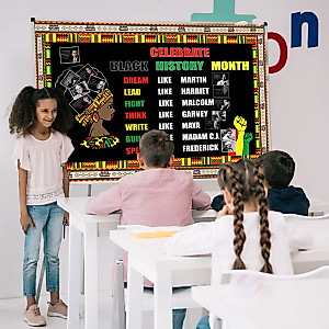 Black History Month Backdrop, 71"X43" Black History Month Banner Black History Month Bulletin Board Decorations for Classroom African American Celebration Decoration and Supplies