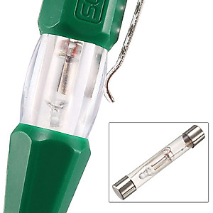 uxcell Voltage Tester AC 100-500V with 3mm Slotted Screwdriver with Clip for Circuit Test, Green, Pack of 2