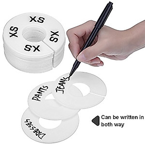 eBoot 40 Pieces Round Clothing Dividers Rack Size Closet Dividers White and Black with Marker Pen, Blank and Size XXS to XXL