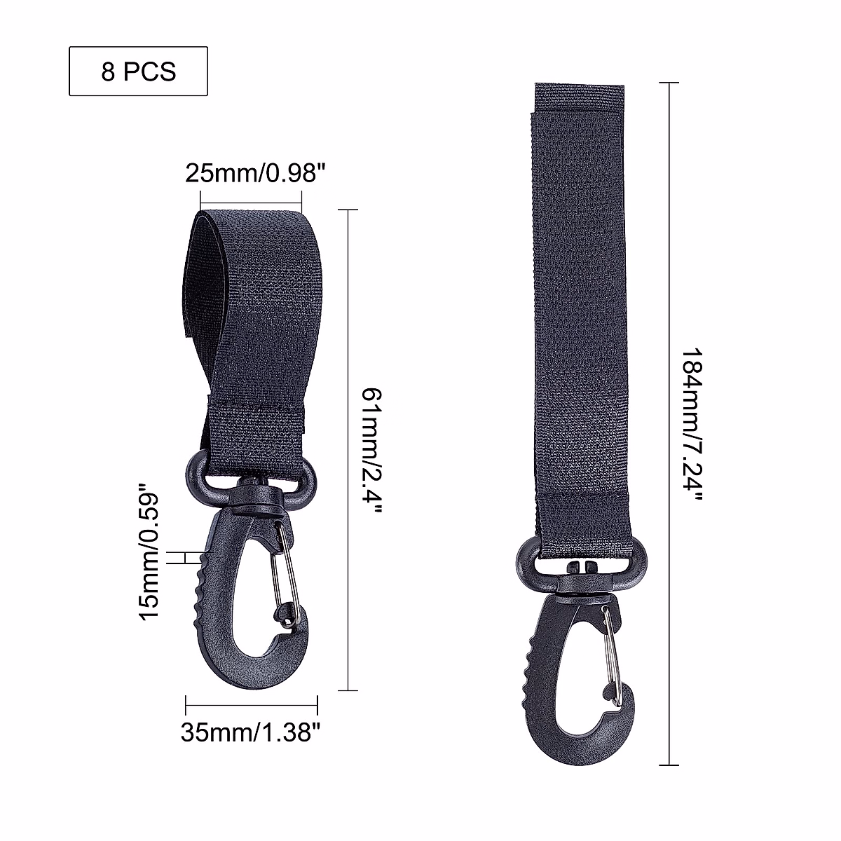 arricraft 4 Pairs Stroller Hooks, Black Stroller Buckle with Magic Taps, 360-degree Rotating, Plastic & Nylon Clasps for Stroller Accessory Shopping Cart Hook Accessories