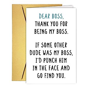 COLINHELIN Lovely Boss Thank You Card For Him, Funny Boss Day Card for Boss Men, Appreciation Card for Male Boss Leader, Boss Day Gift for Boss, Female Boss Card For Him, Boss Birthday for Him Men