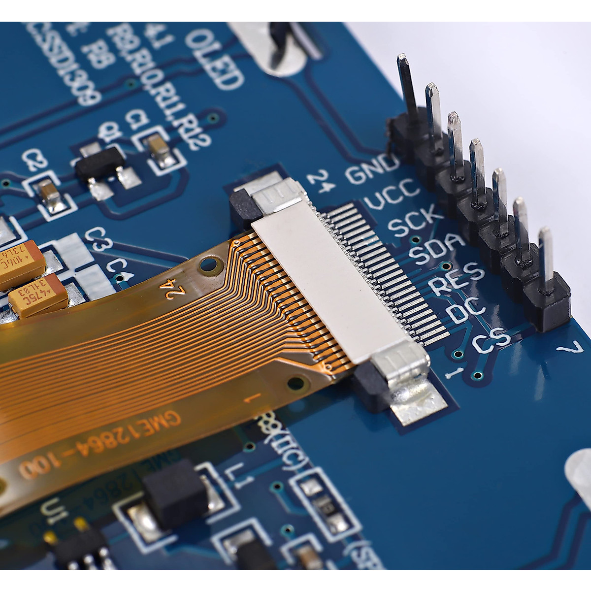 Teyleten Robot 2.42 inch 128x64 OLED LCD Display Module SSD1309 7 Pin SPI/IIC I2C Serial Interface for Arduino UNO R3 - White Light