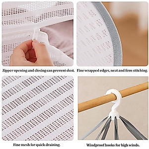 YUNXIASW Herb Drying Rack 2 Layers Folding Mesh Hanging Drying Net Vegetable Dryer Multifunctional with Zipper,Dry Plants, Herbal,Weed,Clothing,Foods Drying Rack(White)