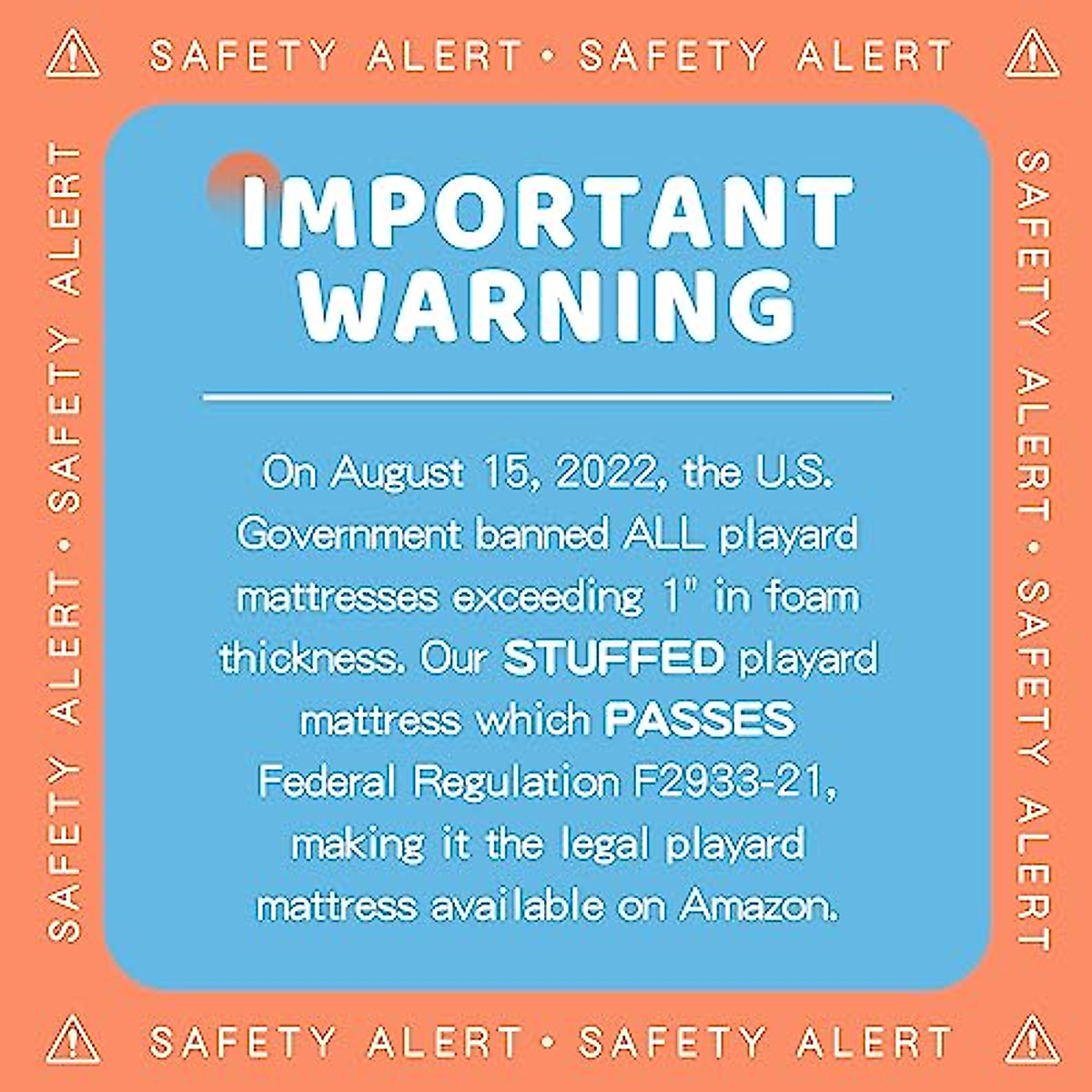 Stuffed®️ Waterproof Pack and Play Mattress, Tri-fold Travel Pack n Play Mattress Pad, Playard Mattresses, Toddler Playpen Mattress, Mini Crib Mattress Nap Mat Foldable, 38 x 26 inch