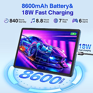 DMOAO 11 inch Android 13 Tablet 16GB+256GB Tablets with 1TB Expand, Octa-Core 2000 * 1200 2K FHD Display 13MP Camera, 8600mAh, Quad Speakers, 5G WiFi, Split Screen Support (Blue with Case)