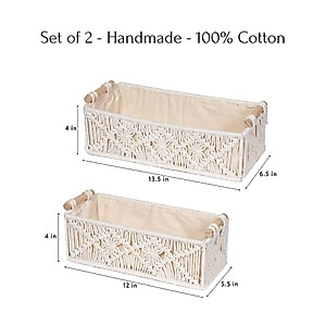 HARPER ROWS Macrame Storage Baskets for Decorative Boho Bathroom - Toilet Paper & Toilet Tank Basket Organizer - Kitchen Pantry Organization Bins - Baby Gift, Nursery Decor – Cute & Durable (Set of 2)