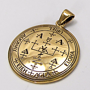 Moonlight Mysteries Bronze Sigil of Archangel Uriel Talisman Necklace