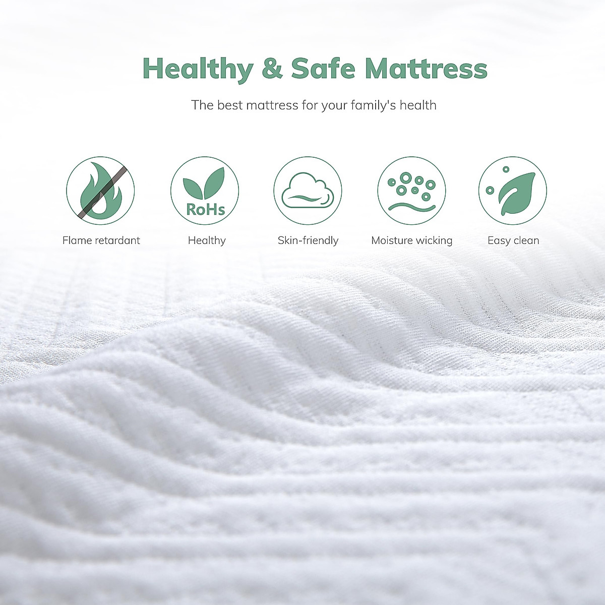 EGO White 10 Inch Full Green Tea Memory Foam Mattress, Gel Mattress Bed in a Box, CertiPUR-US Certified, Double Mattress, 54"x75", Medium Firm