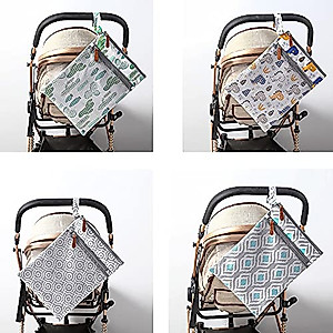 MOMIGO Wet Dry Bags for Baby Cloth Diapers - Reusable, Washable for Stroller, Diapers, Toiletries, Travel Bags, Beach, Pool, Gym Bag with Two Zippered Pockets (Cactus)