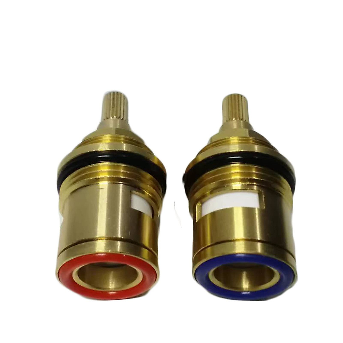Ceramic Stem Brass Ceramic Stem Disc Cartridge G3/4"Faucet Valve Replacement for Bathroom Kitchen Tap (2 Packs, Cold & Hot) (Height 57MM)