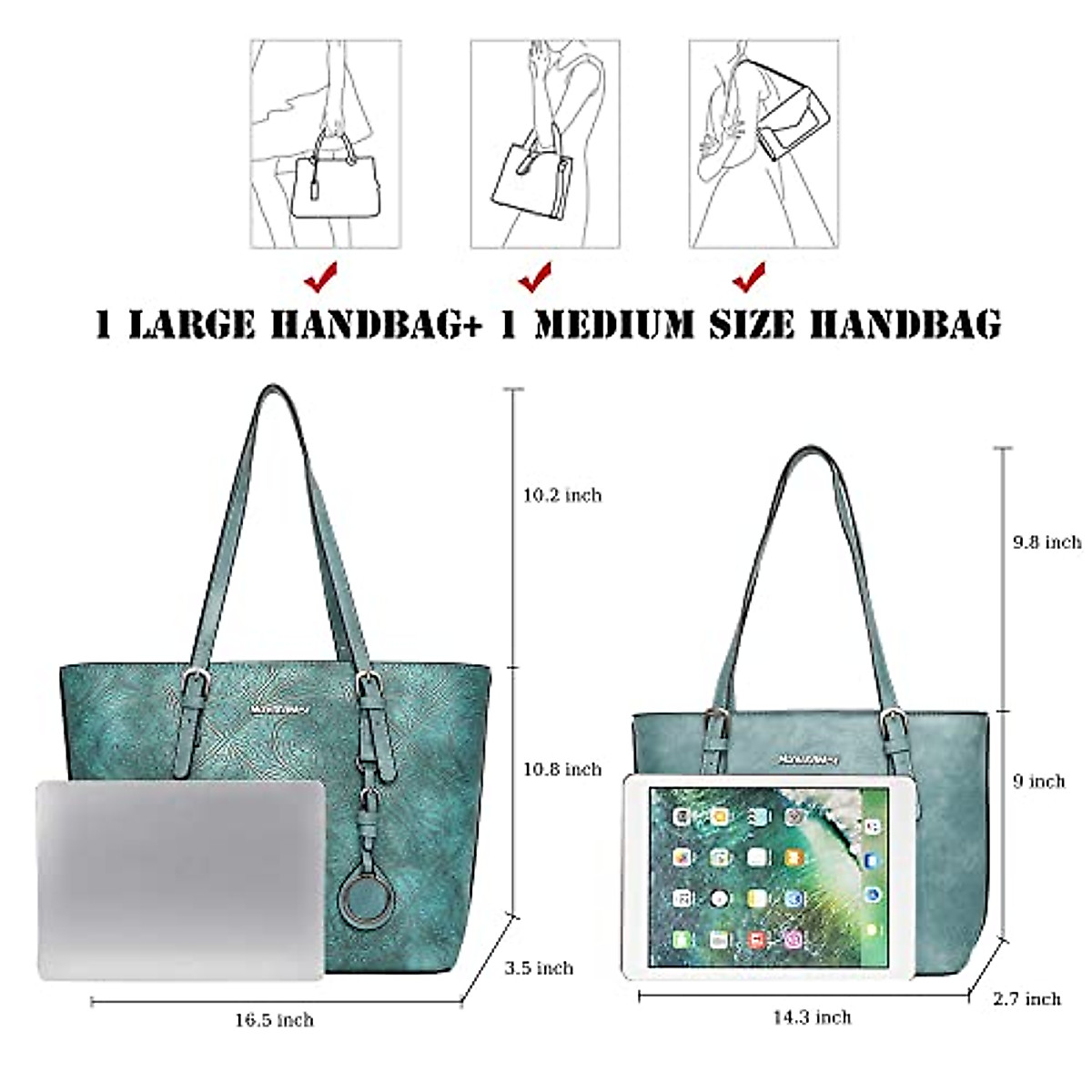 Women Handbags Set Tote Bag for Women Large and Medium Shoulder Bag Satchel Hobo 2pcs Purse Set MWC2-G052TQ