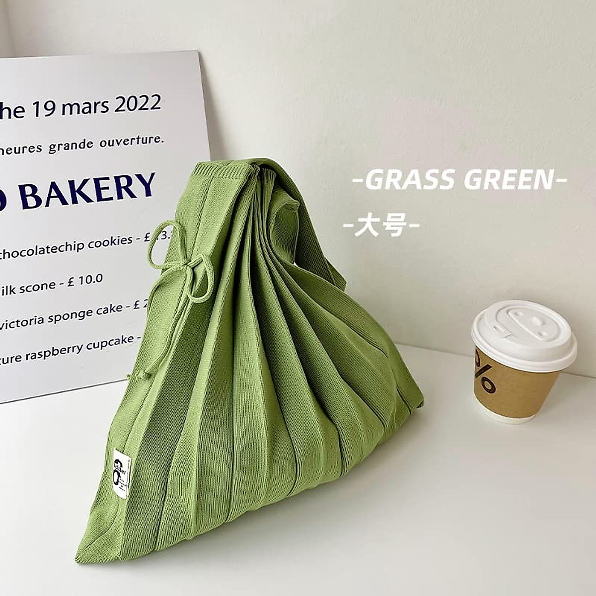 Bealin Women's Pleats Hobo Bag Casual Washable Large Shopping Tote Handbag Green